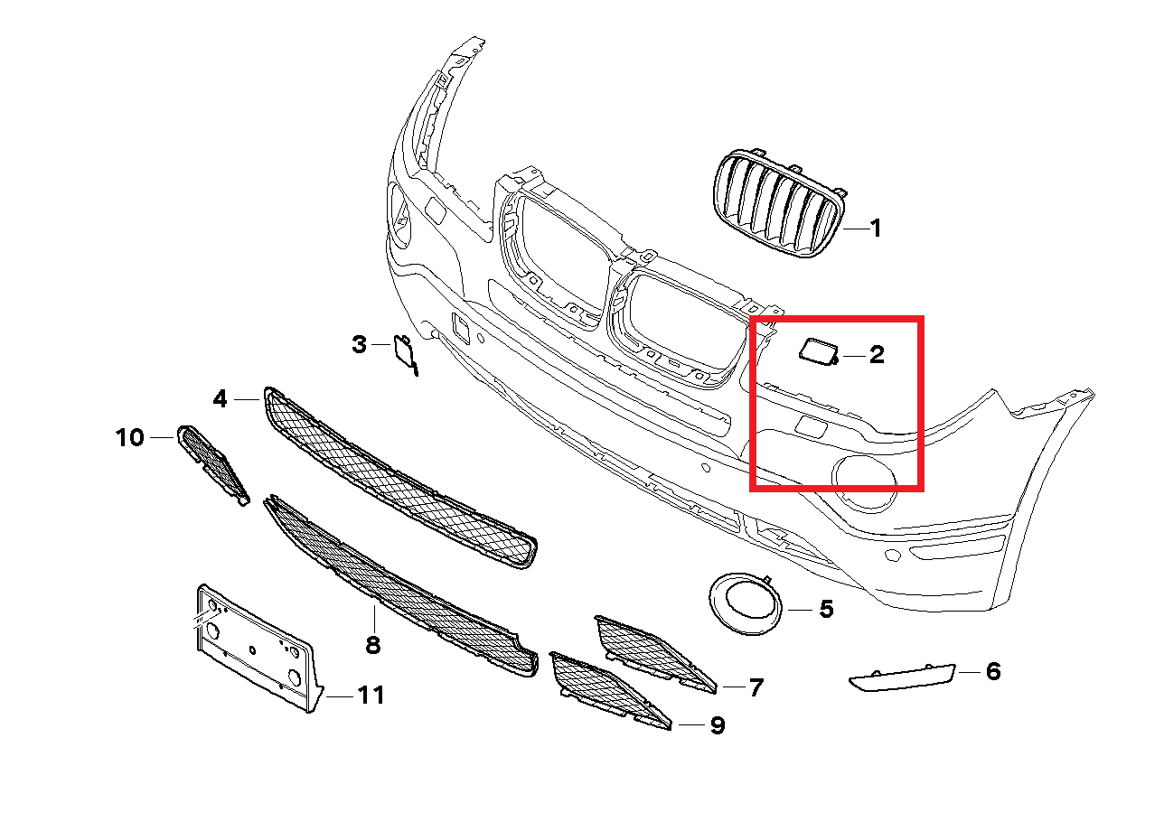 Painted or Primed Genuine BMW Left Side Headlight Washer Cover E83 X3 ...
